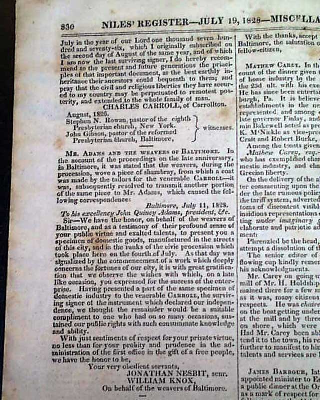 Charles Carroll & the Declaration of Independence... - RareNewspapers.com
