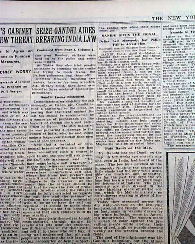 Mahatma Gandhi...Salt March... - RareNewspapers.com