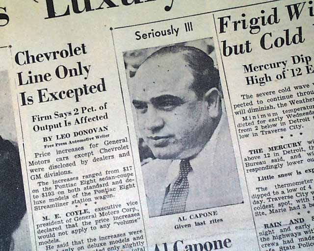 1947 Al Capone suffers stroke....... - RareNewspapers.com
