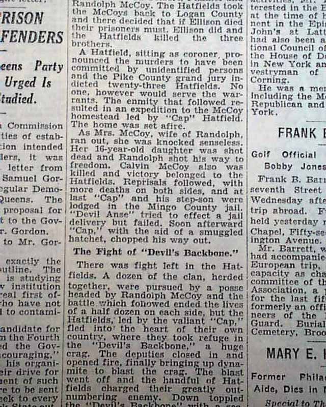 1930 Cap Hatfield death.... - RareNewspapers.com