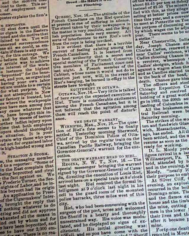 Louis David Riel execution... - RareNewspapers.com