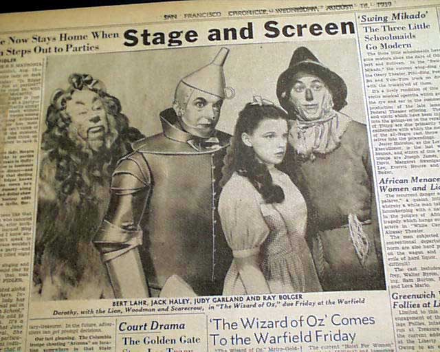 Wizard of Oz debut... pre-opening day... - RareNewspapers.com
