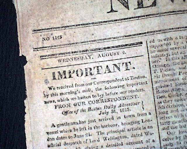 The Battle of Waterloo... - RareNewspapers.com