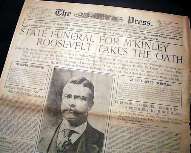 McKinley's funeral, Teddy Roosevelt takes the oath... - RareNewspapers.com