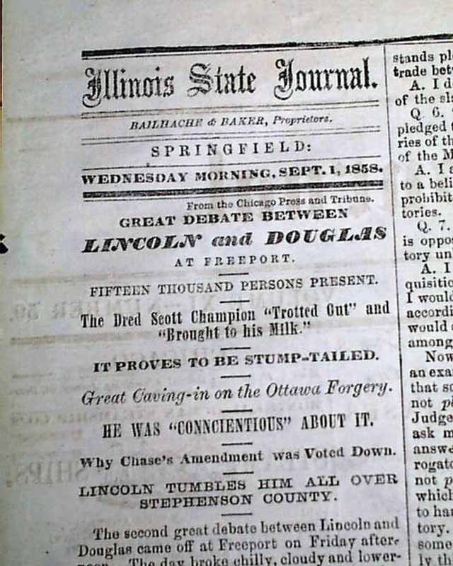 The second of the Lincoln Douglas debates: Freeport, Illinois ...