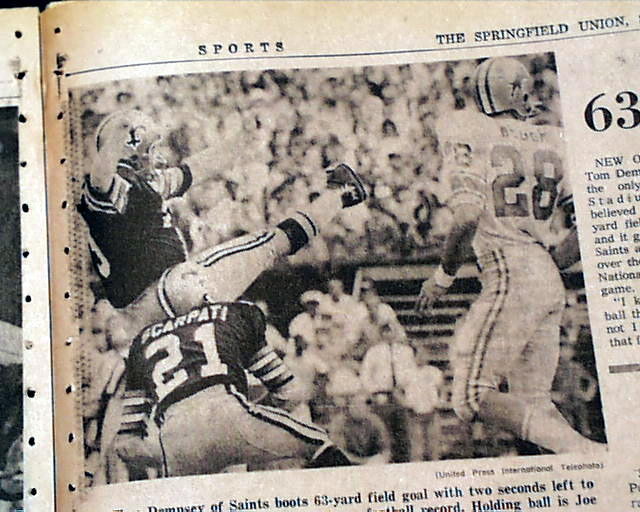 Tom Dempsey 63 yard field goal.... - RareNewspapers.com