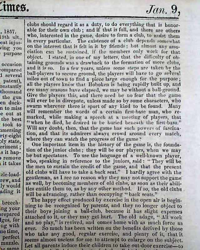 Lengthy text on early baseball... - RareNewspapers.com
