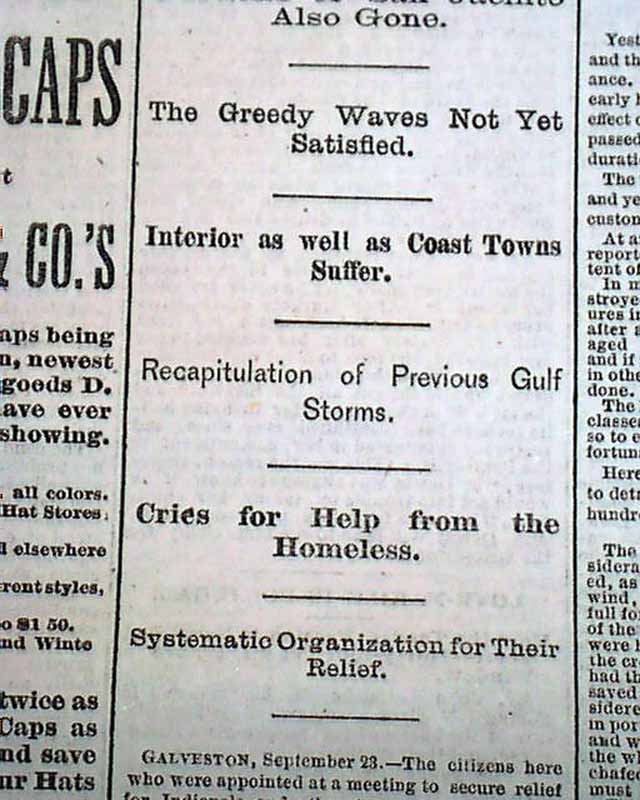 Indianola & Galveston, Texas hurricane disaster... - RareNewspapers.com
