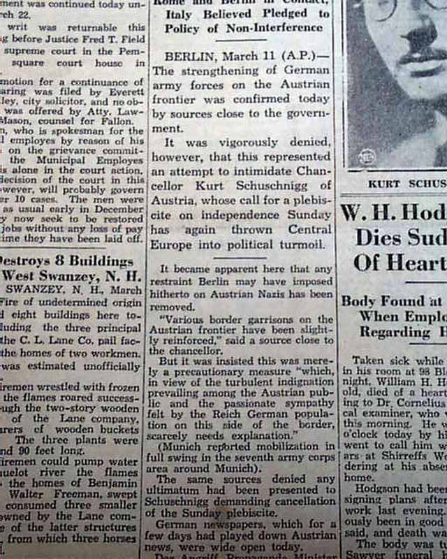 Hitler invades Austria in 1938.... - RareNewspapers.com