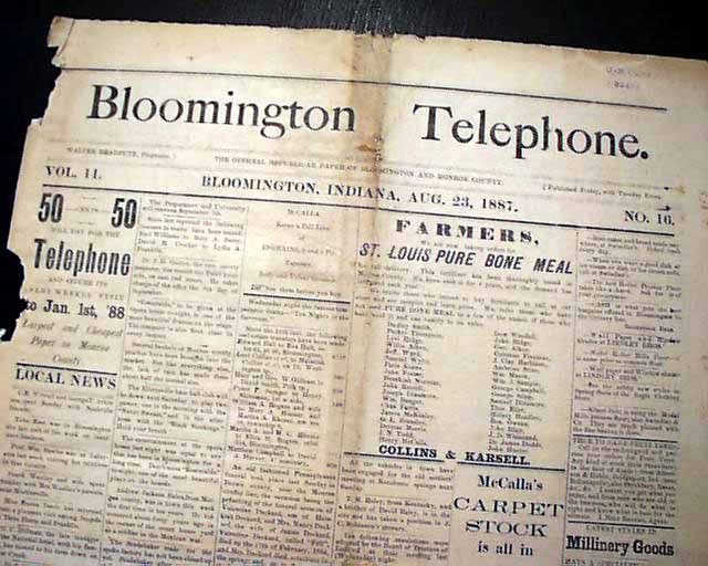 The Bloomington "Telephone" newspaper... - RareNewspapers.com