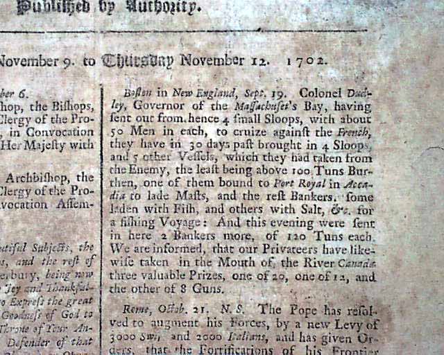 Colonel Dudley, governor of Massachusetts... - RareNewspapers.com