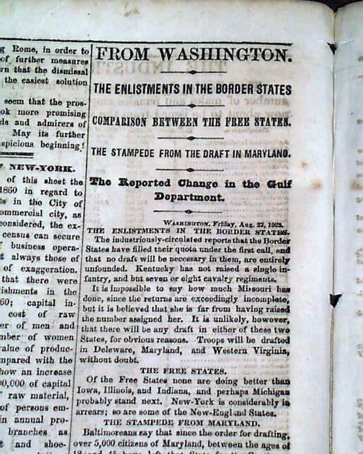 1862 Civil War Newwspaper.... - RareNewspapers.com