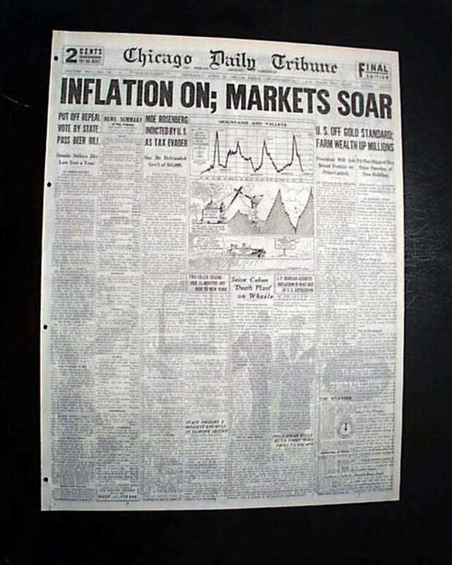 1933 Gold Standard Dropped... FDR... - RareNewspapers.com