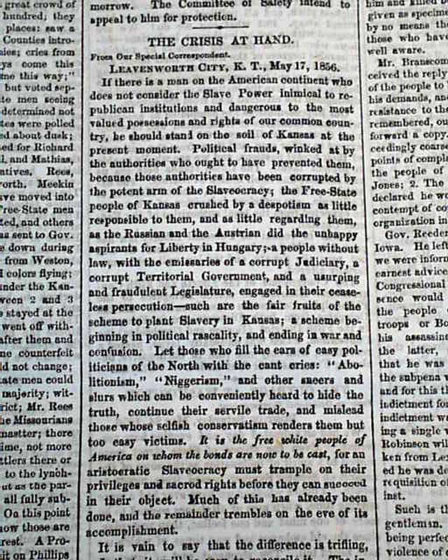 'Bleeding Kansas'... On the beating of Sumner by Brooks ...