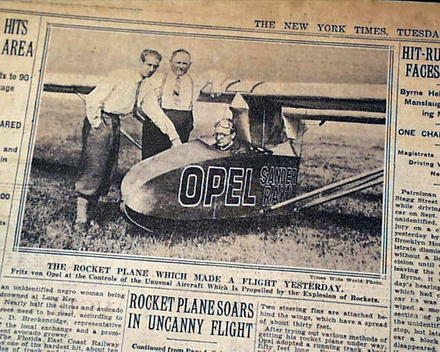 1st rocket plane flight in 1929... - RareNewspapers.com