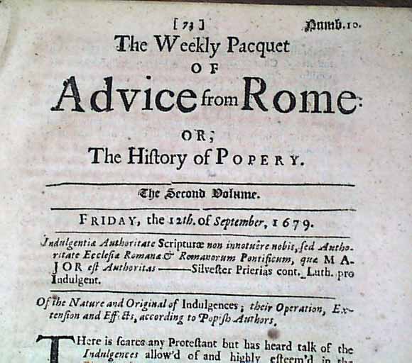 Very RARE 1679 ANTI CATHOLIC Newspaper Protestant News - RareNewspapers.com