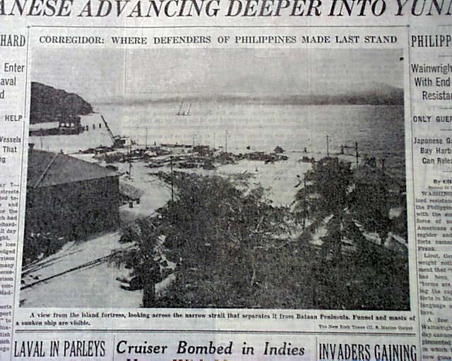 Corregidor Surrenders in 1942.... - RareNewspapers.com