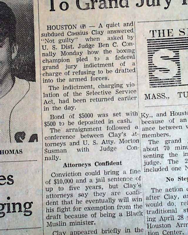 Muhammad Ali indicted for draft dodging... - RareNewspapers.com