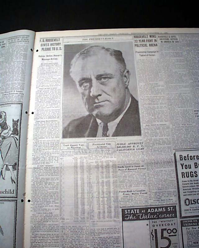 Franklin D. Roosevelt 1st presidential election... - RareNewspapers.com