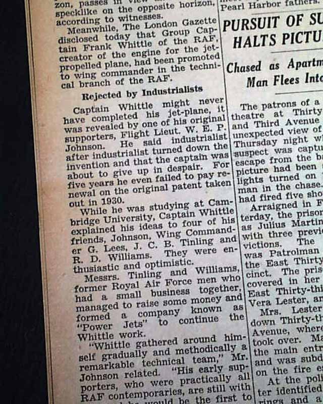 The death of First Lady Mrs. Hoover... Frank Whittle and the jet ...