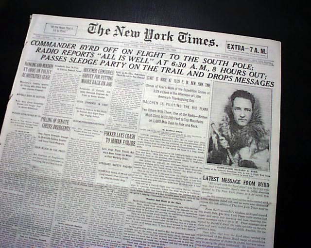 Richard E. Byrd's 1929 flight over the South Pole... - RareNewspapers.com