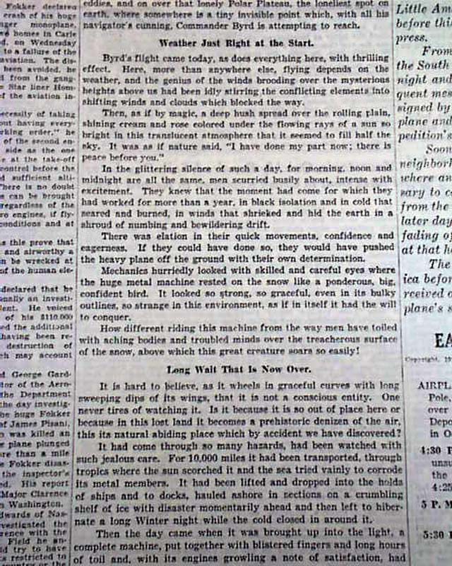 Richard E. Byrd's 1929 flight over the South Pole... - RareNewspapers.com