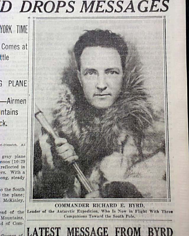 Richard E. Byrd's 1929 flight over the South Pole... - RareNewspapers.com