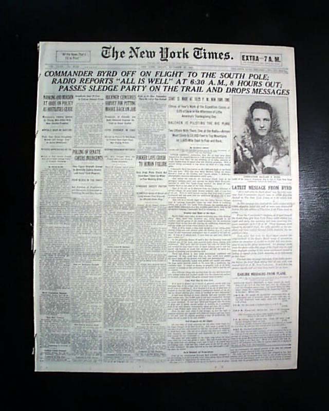 Richard E. Byrd's 1929 flight over the South Pole... - RareNewspapers.com