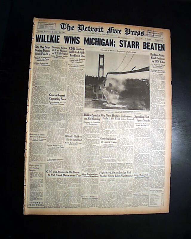 1940 Tacoma Narrows Bridge collapse... - RareNewspapers.com