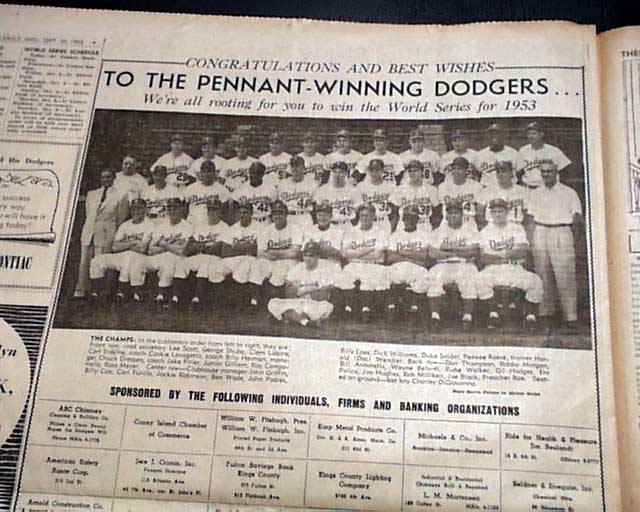 Terrific 1953 Brooklyn Dodgers team photos.... - RareNewspapers.com
