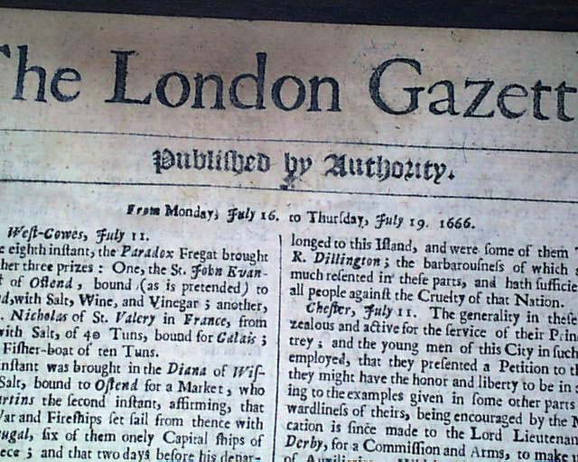 World's Oldest NEWSPAPER 1666 Gazette 316 YEARS OLD... - RareNewspapers.com