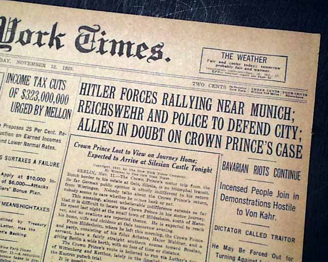 Beer Hall Putsch... Early Adolph Hitler... - RareNewspapers.com