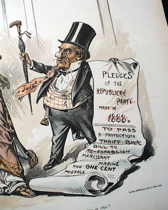 Three 1890 color political prints... - RareNewspapers.com
