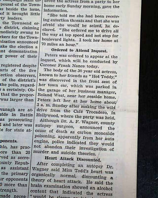 Thelma Todd's mysterious death.... - RareNewspapers.com