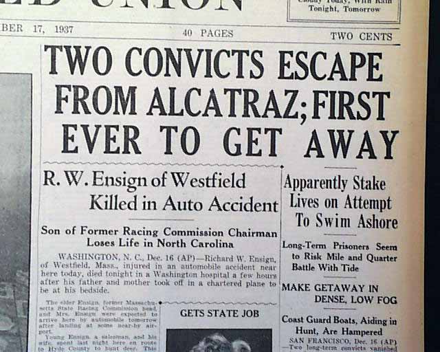 Escape from Alcatraz... first ever... - RareNewspapers.com
