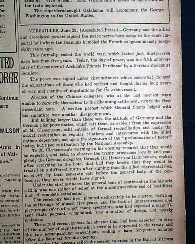 Treaty of Versailles signed... - RareNewspapers.com