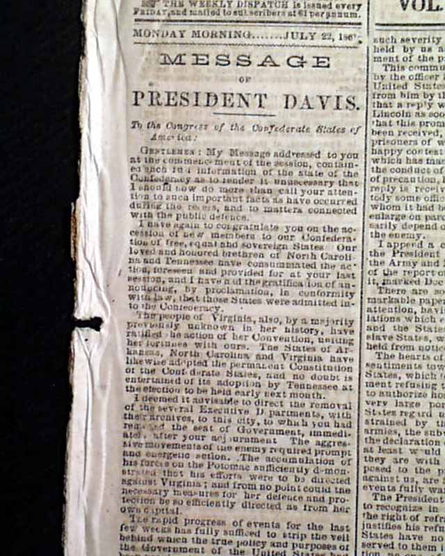 Battle of Manassas... - RareNewspapers.com