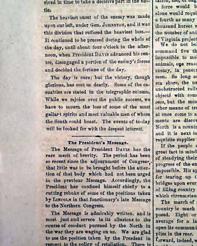 Battle of Manassas... - RareNewspapers.com