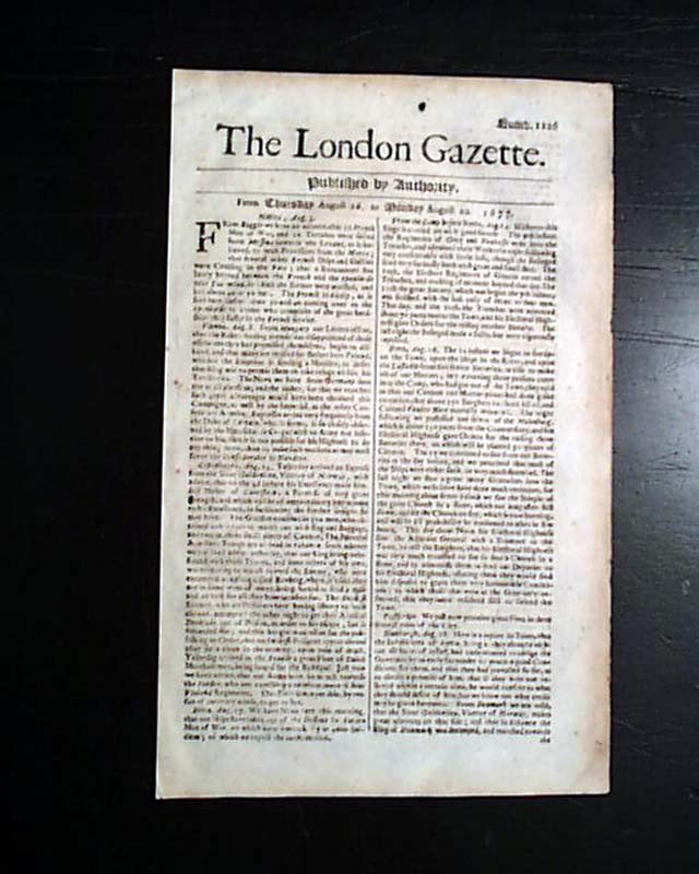 Genuine London Gazette newspaper from 1677... - RareNewspapers.com