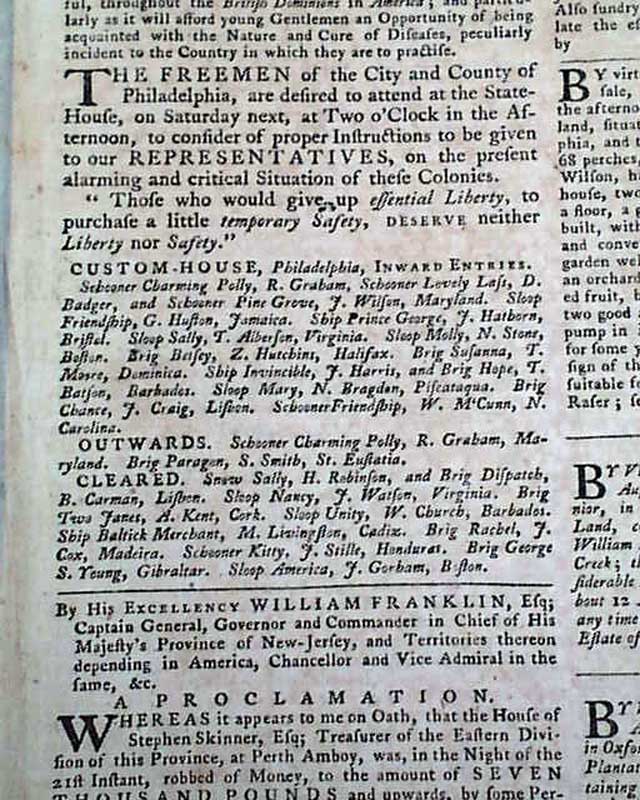 Colonial Pennsylvania Gazette with its broadside 'Extra ...