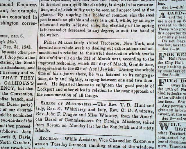 On the Millerites and Father Miller preaching his belief ...