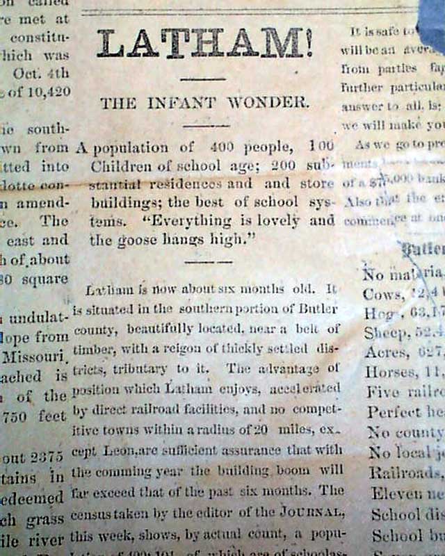 First (and only?) issue from Latham, Kansas... - RareNewspapers.com