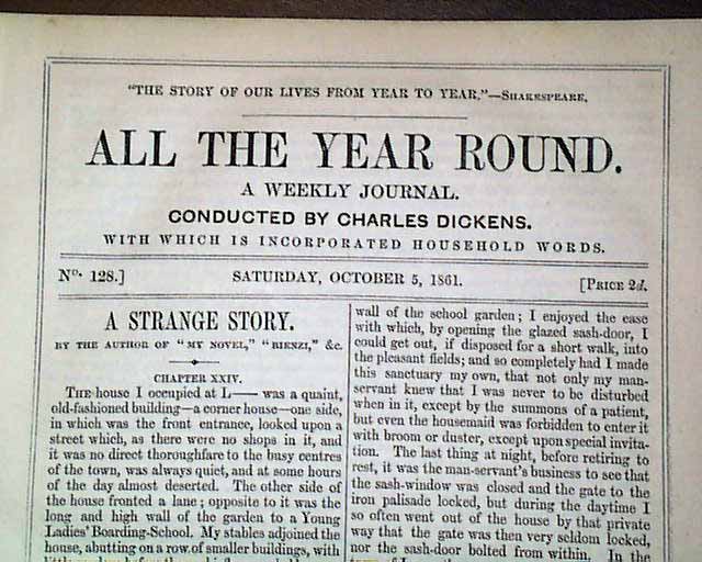 RARE 1861 Magazine By Author CHARLES DICKENS Literature ...
