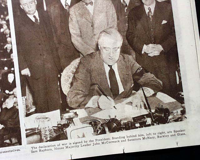FDR declaration of war photos.... - RareNewspapers.com