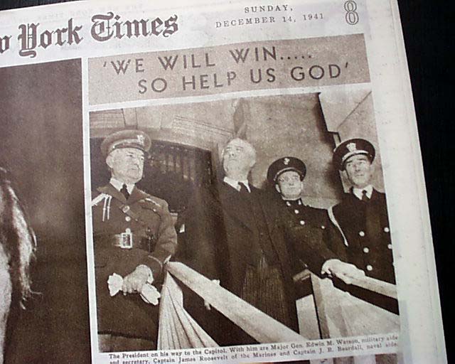 FDR declaration of war photos.... - RareNewspapers.com