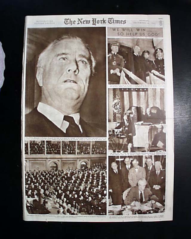 FDR declaration of war photos.... - RareNewspapers.com