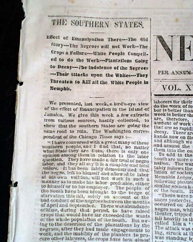 A racist newspaper on the post-war events... - RareNewspapers.com