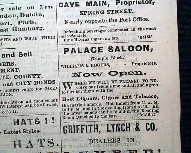 1874 Old West Newspaper From Los Angeles CA...... - RareNewspapers.com