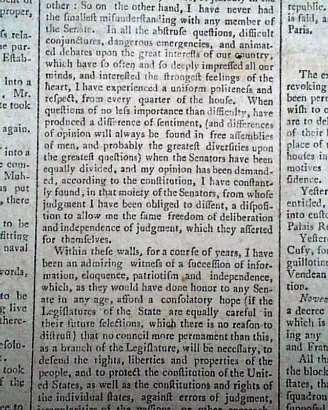 John Adams says farewell to the Senate before his inauguration ...