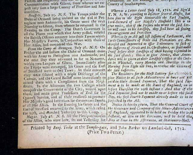 1712 Before REVOLUTIONARY WAR Newspaper 296 Years Old ...